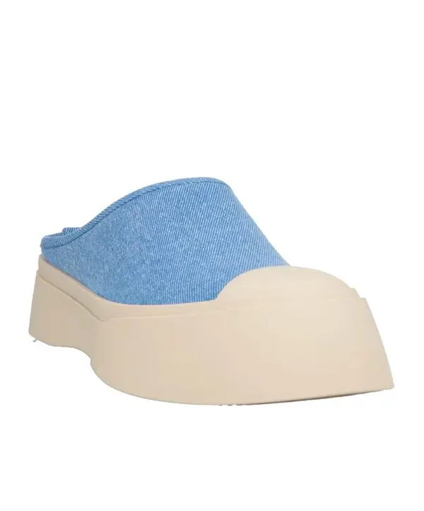 Marni Faded Denim Flatform Mules And Clogs
