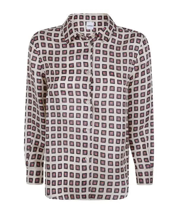 Aspesi Geometric Print Button-up Shirt - Gray