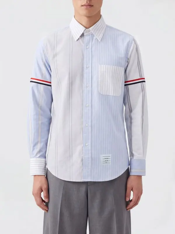 Thom Browne Funmix Striped Oxford Shirt - Light Blue
