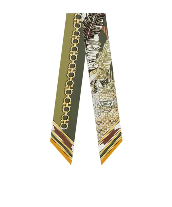 FERRAGAMO Feline Print Mini Bandeau - Olive Green