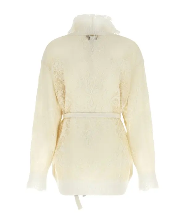 TWINSET Jacquard Belted Turtleneck Knitted Sweater
