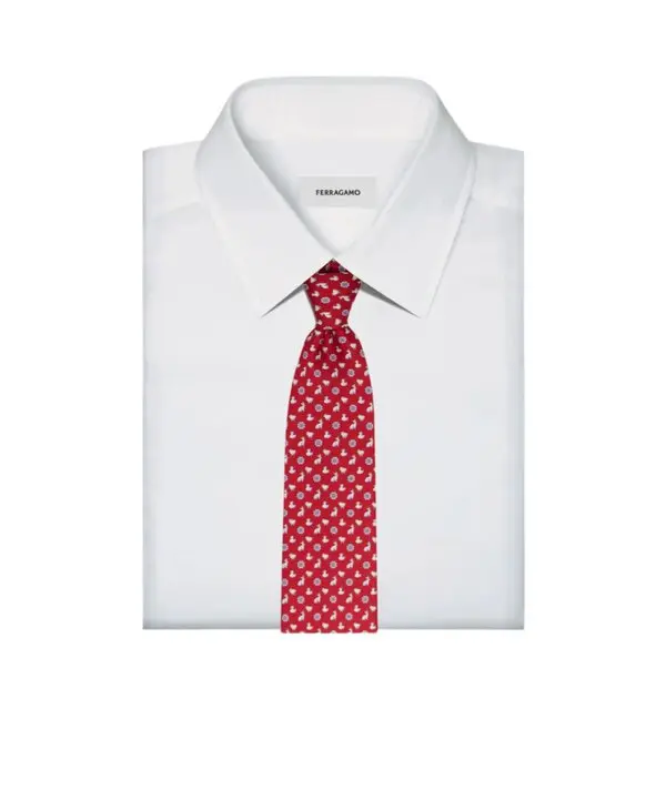 FERRAGAMO Charms Print Silk Tie