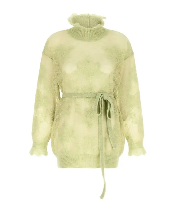 TWINSET Jacquard Belted Maxi Knitted Sweater