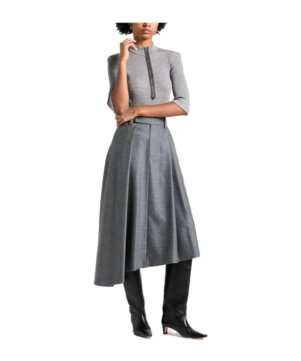 Brunello Cucinelli Asymmetrical Solidcolor Skirt