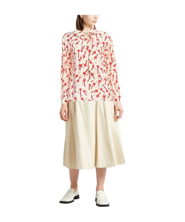Tory Burch Long-sleeve Shirt With Multicolored Bowknots