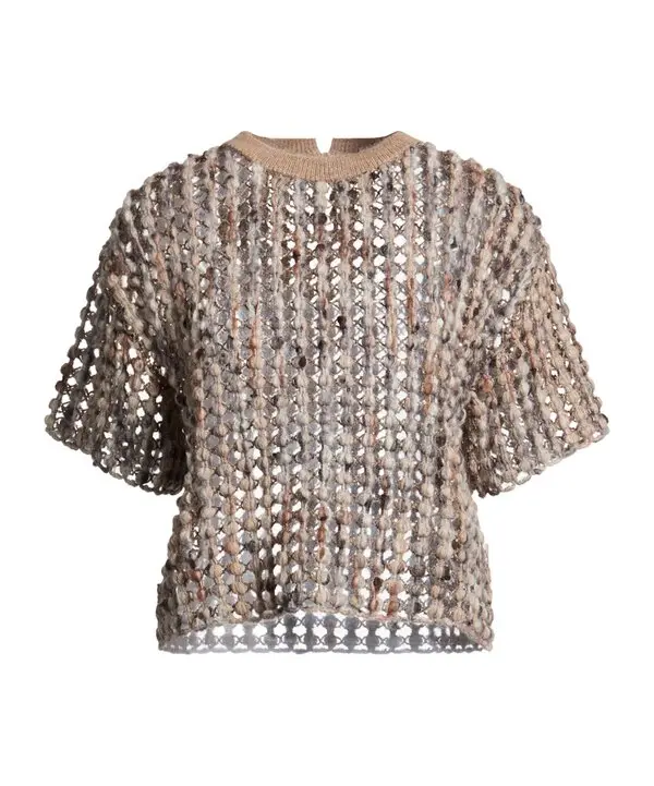 Brunello Cucinelli Colorful Knit Shortsleeve Top
