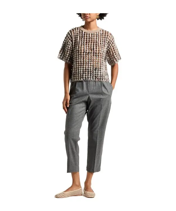 Brunello Cucinelli Colorful Knit Shortsleeve Top