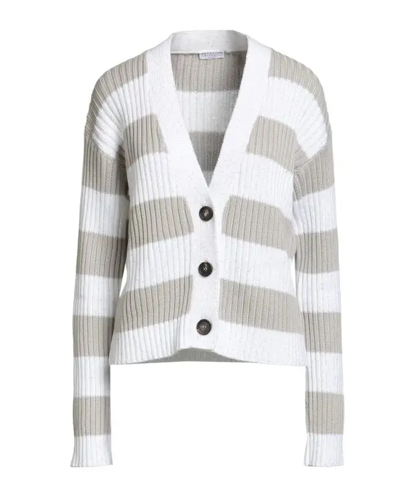 Brunello Cucinelli Striped Knit Sweater - Grey