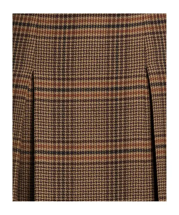Saint Laurent Plaid Wool Aline Full Skirt