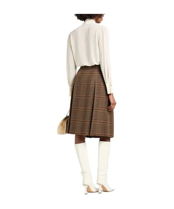 Saint Laurent Plaid Wool Aline Full Skirt