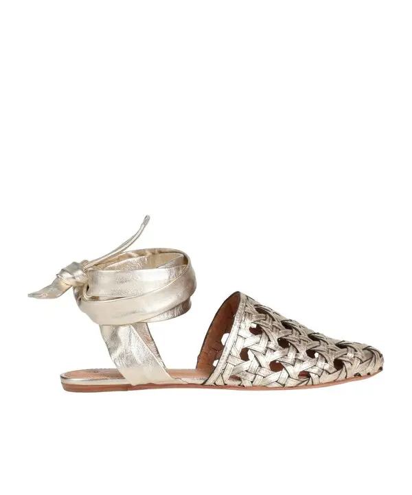 Tory Burch Metallic Woven Pointed-toe Flat Shoes - No