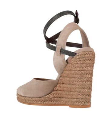 Brunello Cucinelli Twotone Spliced Straw Wedge Shoes