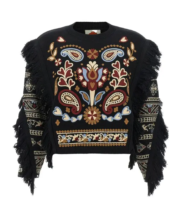 Farm Rio Crew-neck Sweater - Black