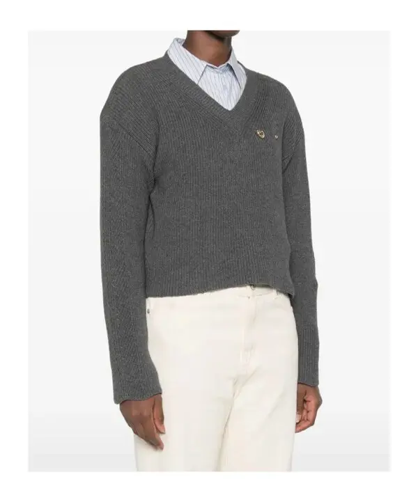 TWINSET Ribbed-knit V-neck Sweater