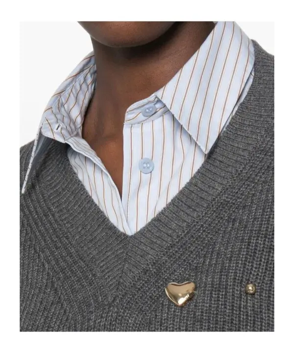 TWINSET Ribbed-knit V-neck Sweater