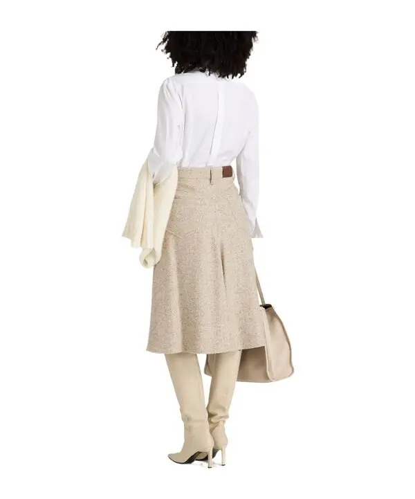 Brunello Cucinelli Herringbone Flared Skirt