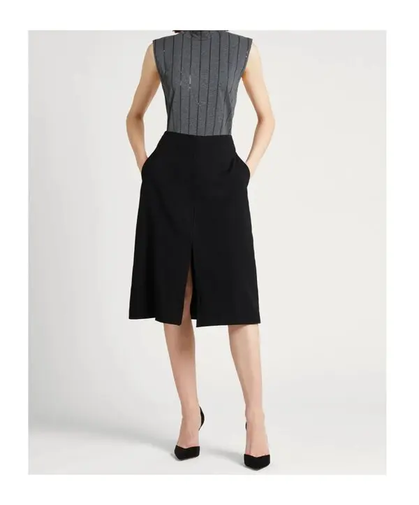 Brunello Cucinelli Striped Sleeveless Turtleneck T-shirt