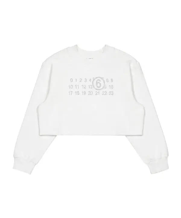 MAISON MARGIELA Numbers-embellished Cropped Sweatshirt - White