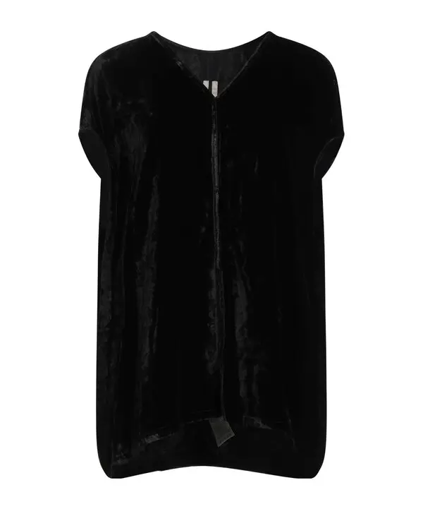 Rick Owens Solidcolor Vneck Shortsleeve Velvet Top