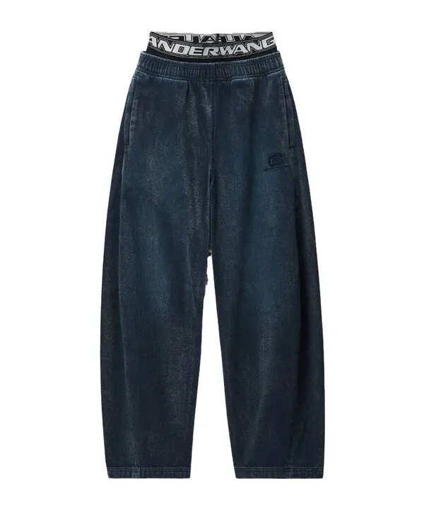 Alexander Wang Logo Elastic Brushed Denim Sweatpant - Dark Blue
