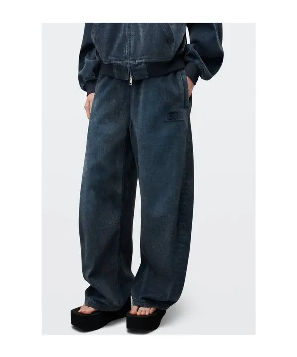 Alexander Wang Logo Elastic Brushed Denim Sweatpant