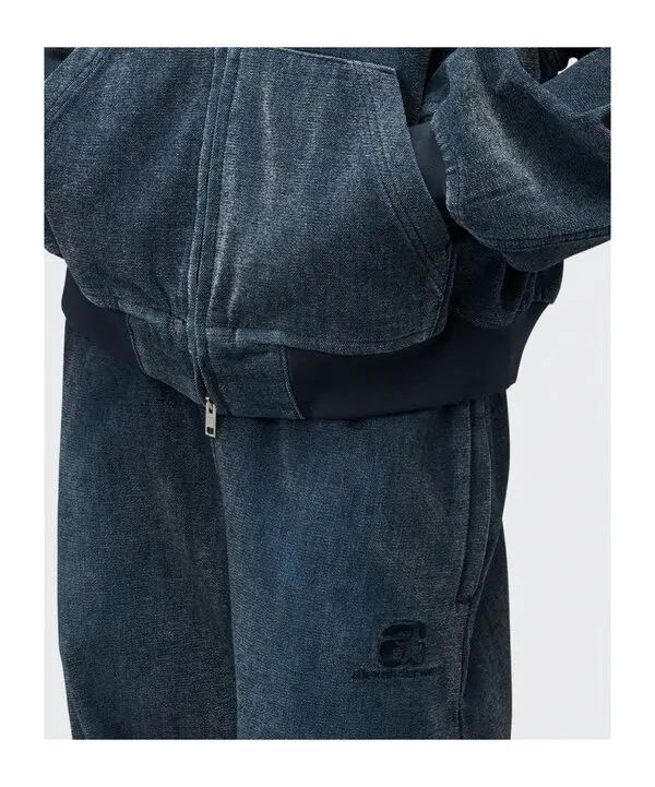 Alexander Wang Logo Elastic Brushed Denim Sweatpant
