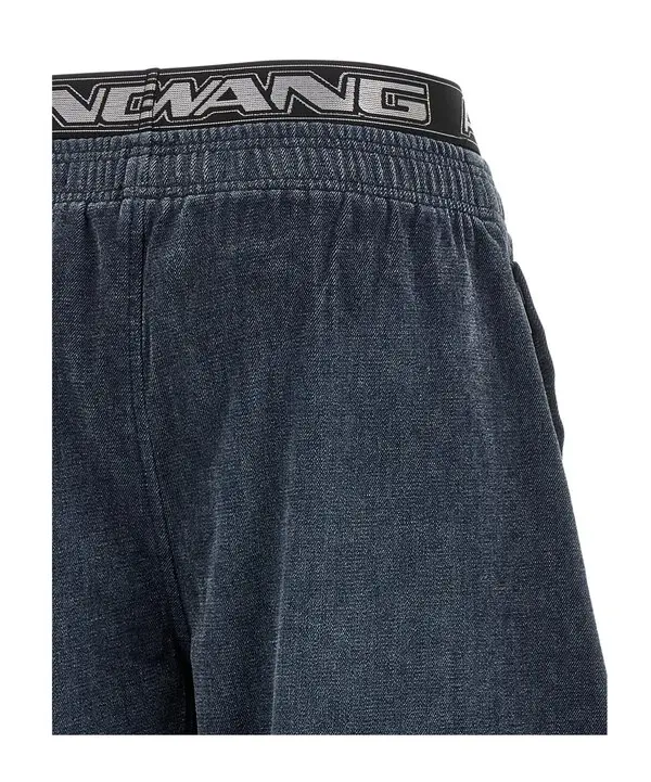 Alexander Wang Logo Elastic Brushed Denim Sweatpant - Dark Blue