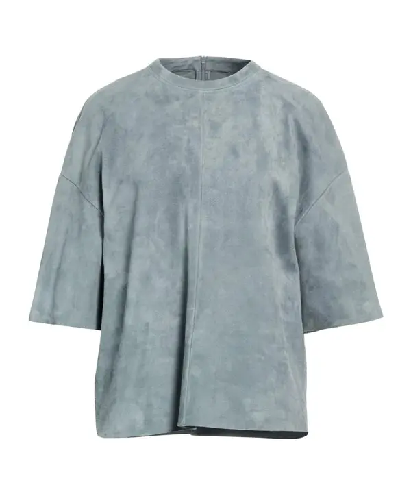 Max Mara Minimalist Suede Short-sleeve Top - Gray