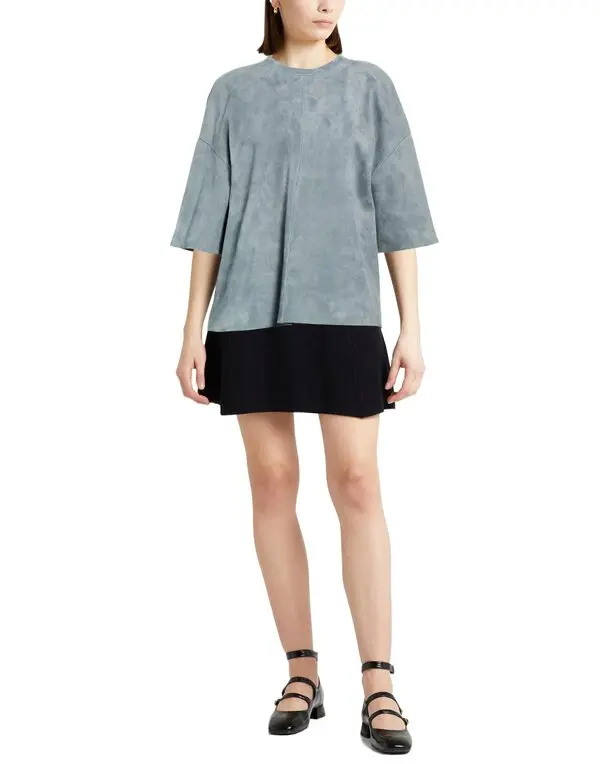 Max Mara Minimalist Suede Short-sleeve Top