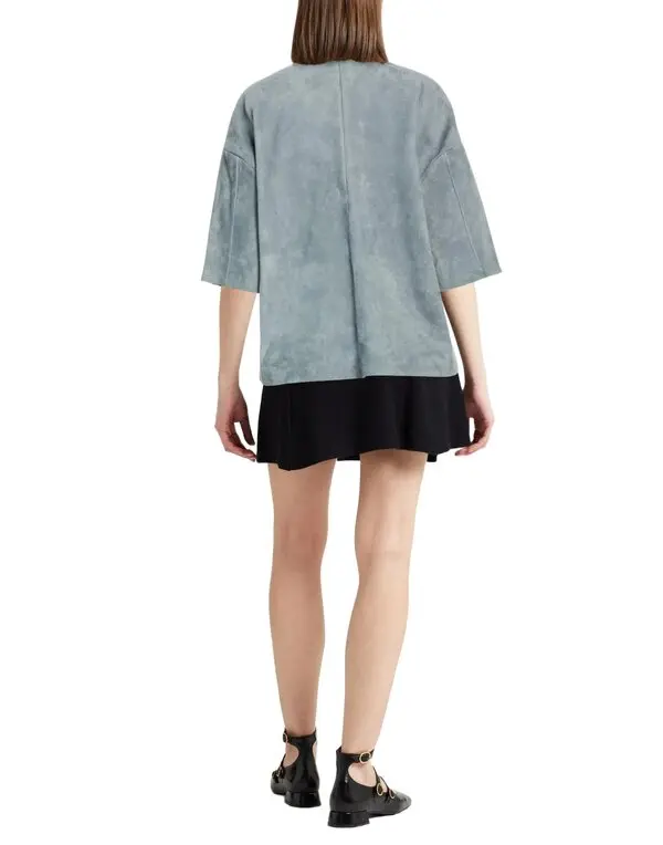 Max Mara Minimalist Suede Short-sleeve Top