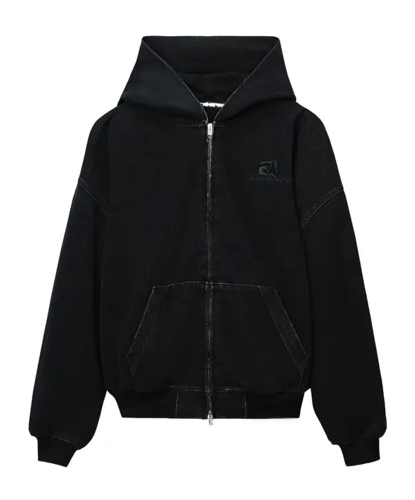 Alexander Wang Brushed Denim Oversized Hoodie - Black