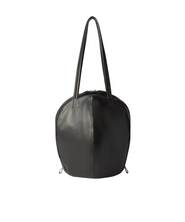 LEMAIRE Helmet Bag In Grained Paper Leather - Dark Chocolate