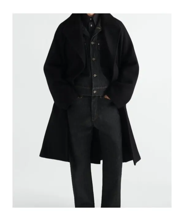 LEMAIRE Double-breasted Coat In Felted Wool And Alpaca Blend