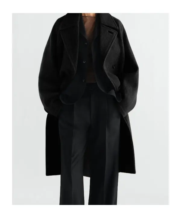 LEMAIRE Double-breasted Coat In Felted Wool And Alpaca Blend
