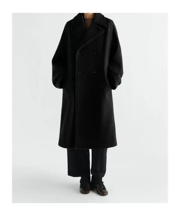 LEMAIRE Double-breasted Coat In Felted Wool And Alpaca Blend