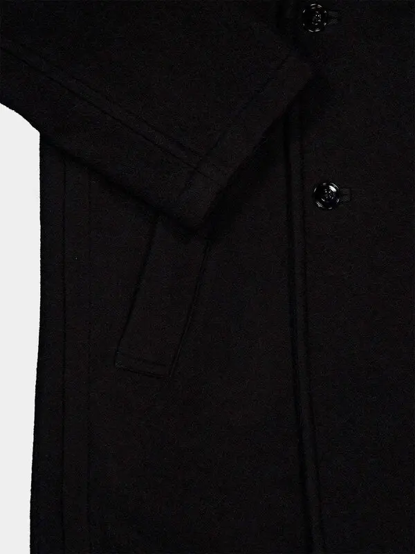 LEMAIRE Double-breasted Coat In Felted Wool And Alpaca Blend - Black