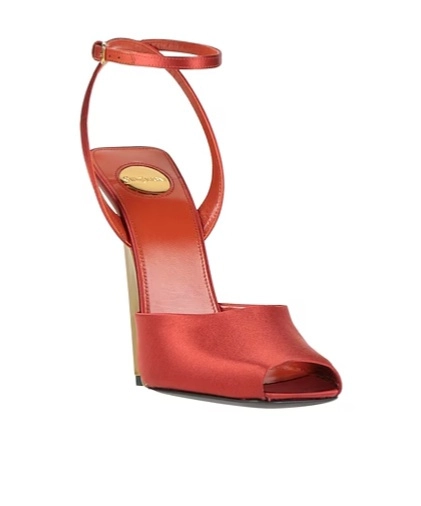 Saint Laurent Twotone Satin Wedge Sandals