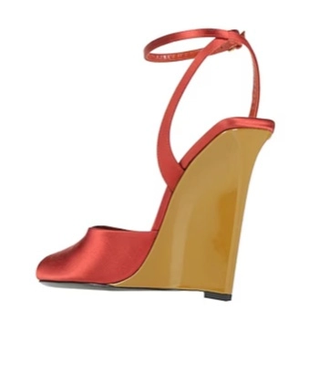 Saint Laurent Twotone Satin Wedge Sandals