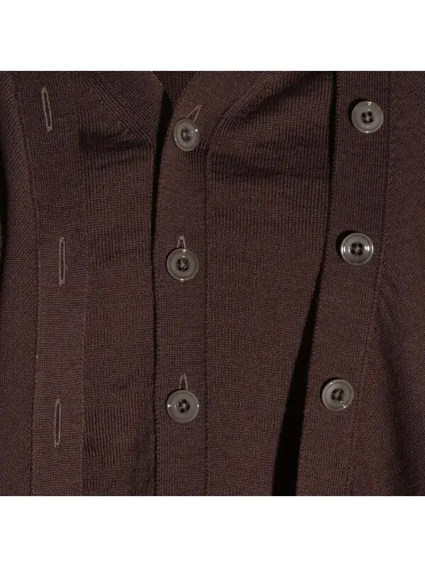LEMAIRE Merino Wool Blend Trompe-l'œil Cardigan - Shitake