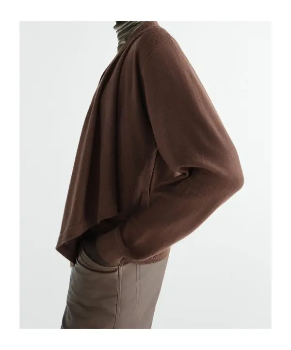 LEMAIRE Merino Wool Blend Trompe-l'œil Cardigan - Shitake