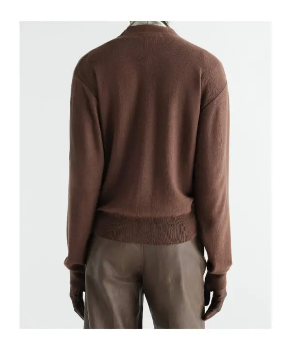 LEMAIRE Merino Wool Blend Trompe-l'œil Cardigan - Shitake