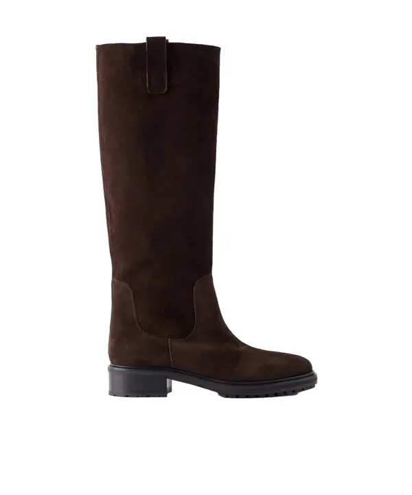 AeydĒ Solid Suede Knee Boots - Black