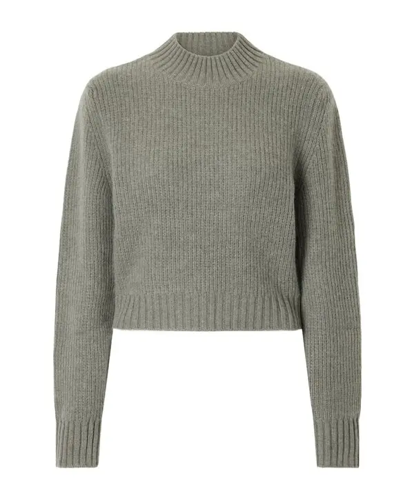 Le Kasha Ribbed Cropped Cashmere Turtleneck Sweater - Gray