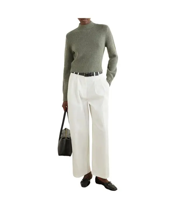 Le Kasha Ribbed Cropped Cashmere Turtleneck Sweater