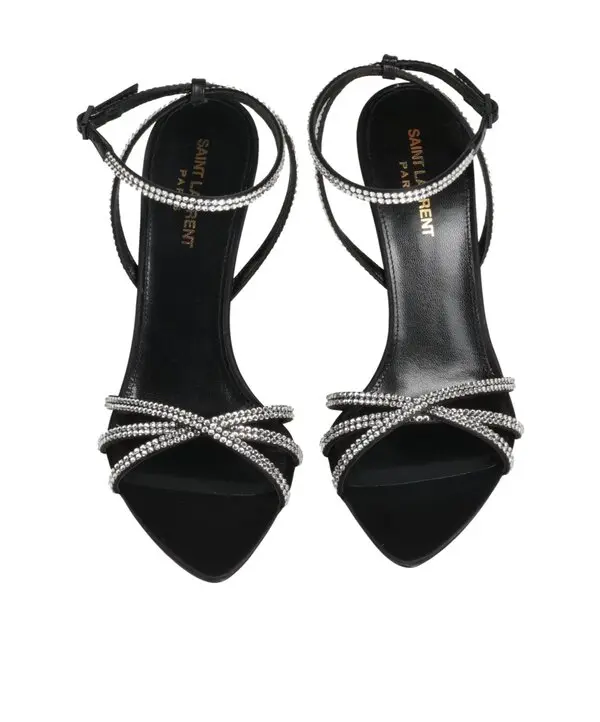 Saint Laurent Rhinestone Stiletto Wraparound Sandals