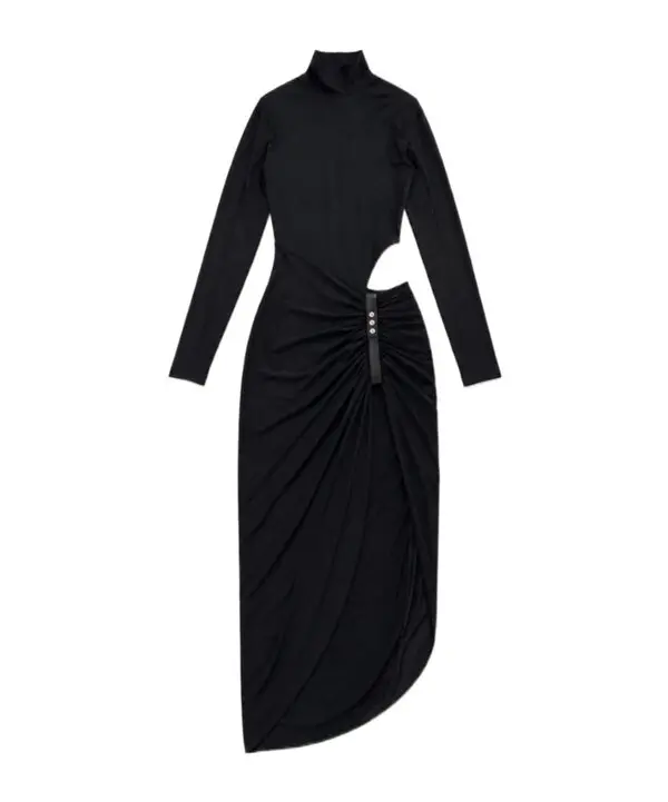AMAZUIN Asymmetrical Cut-out Dress - Black