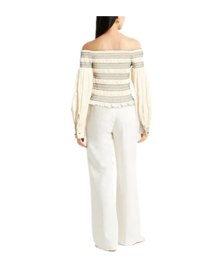 Max Mara Off-shoulder Long-sleeve Color-block Top