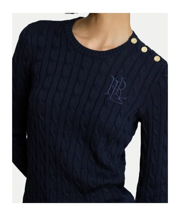 Ralph Lauren Button-trim Cable-knit Sweater