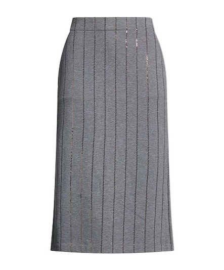 Brunello Cucinelli Striped Midi Skirt - Grey