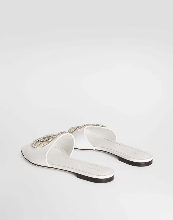Dolce & Gabbana Flat Slides In Calfskin With Embroidery - White